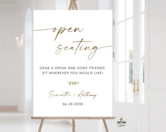ELLIE Minimal Open Seating Sign Template, Modern Open Seating Sign ...