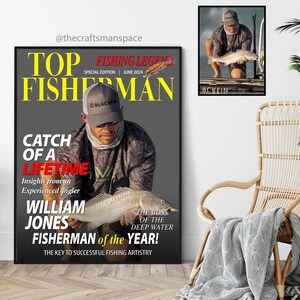 Custom Fishing Magazine Cover, Fishing Gifts for Men, Fly Fishing Gifts ...