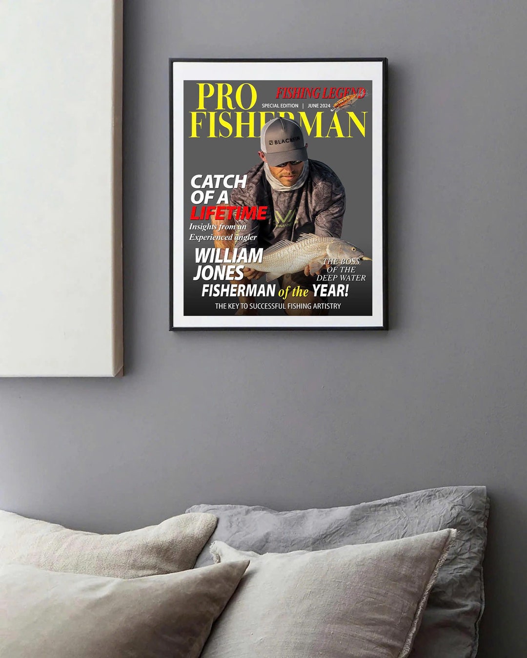 Custom Fishing Magazine Cover: Personalized Angler Funny Gift (digital ...