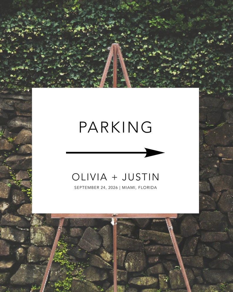Greenery Wedding Parking Sign Arrow Parking Sign Custom - Etsy