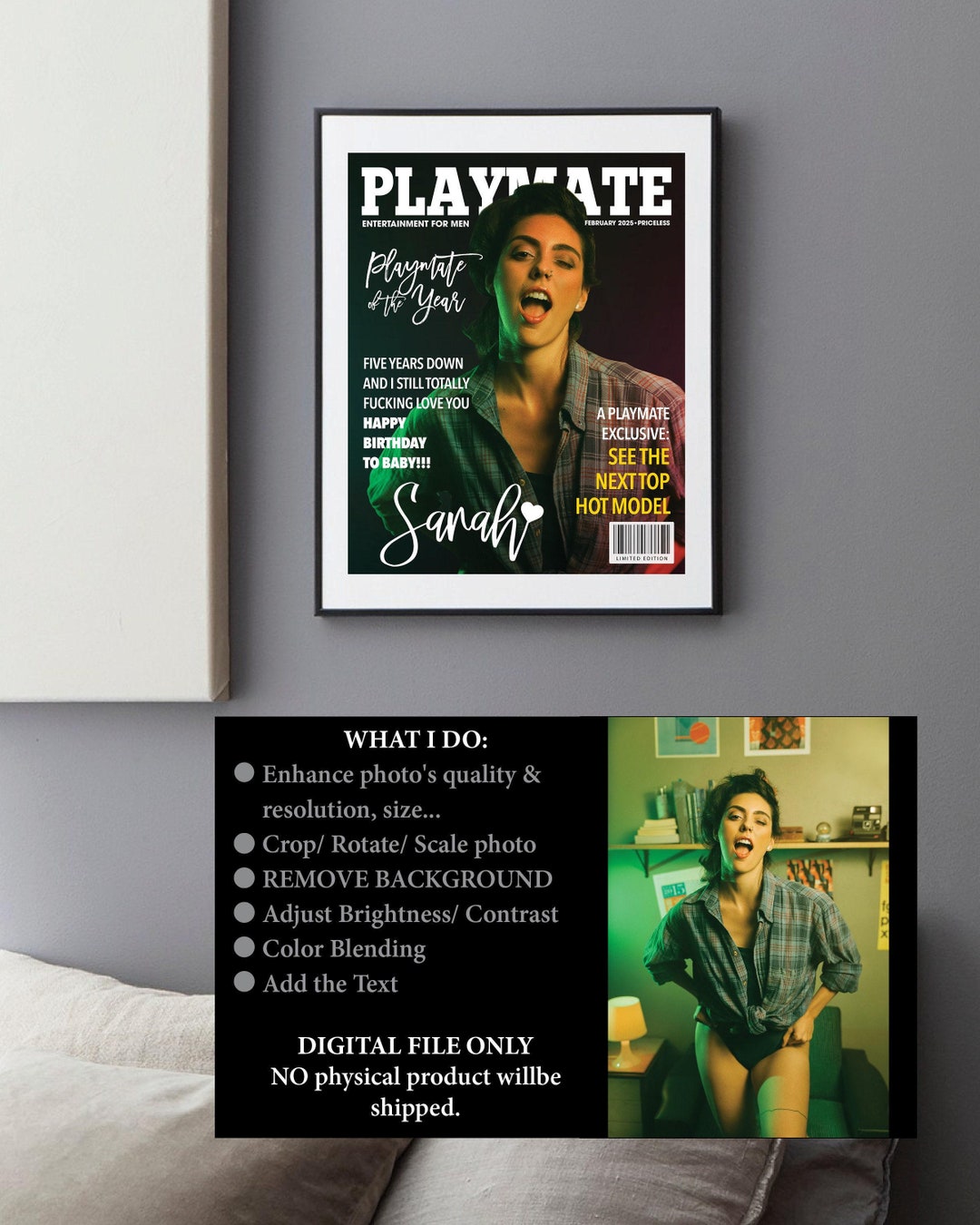 Custom Playmate Magazine Cover, Personalized Anniversary Gift (digital ...