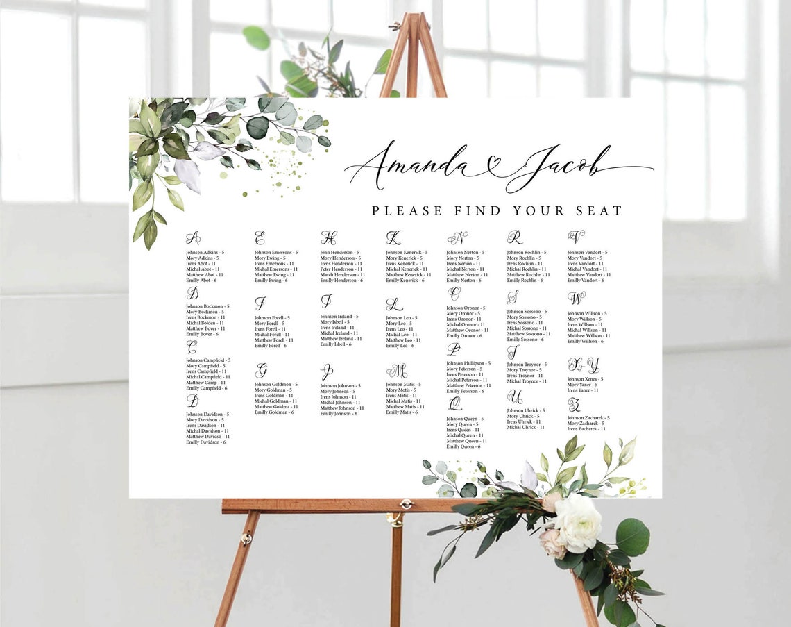 Minimalist Wedding Seating Chart Modern Wedding Seating Chart - Etsy