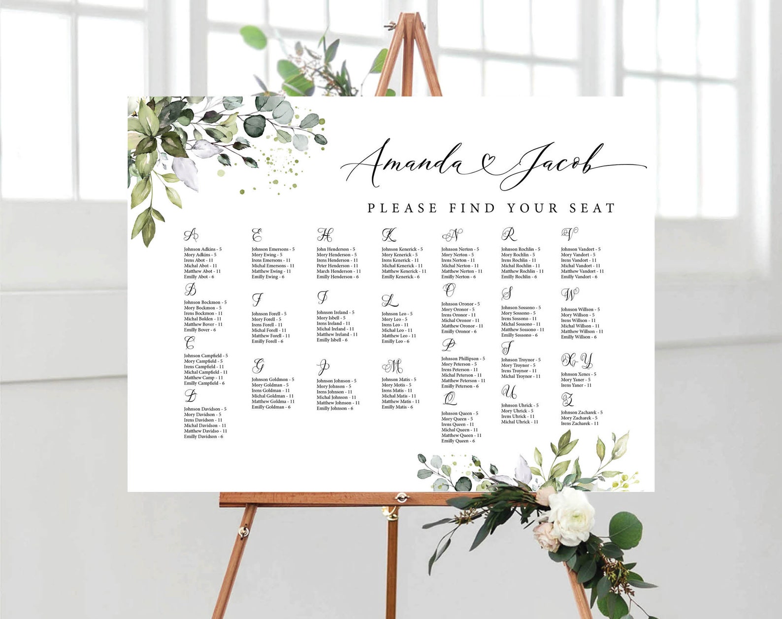 Minimalist Wedding Seating Chart Modern Wedding Seating Chart - Etsy