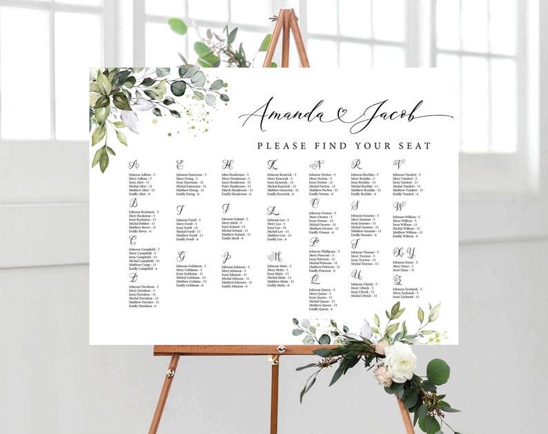 Minimalist Wedding Seating Chart: Modern Black & White (digital File ...