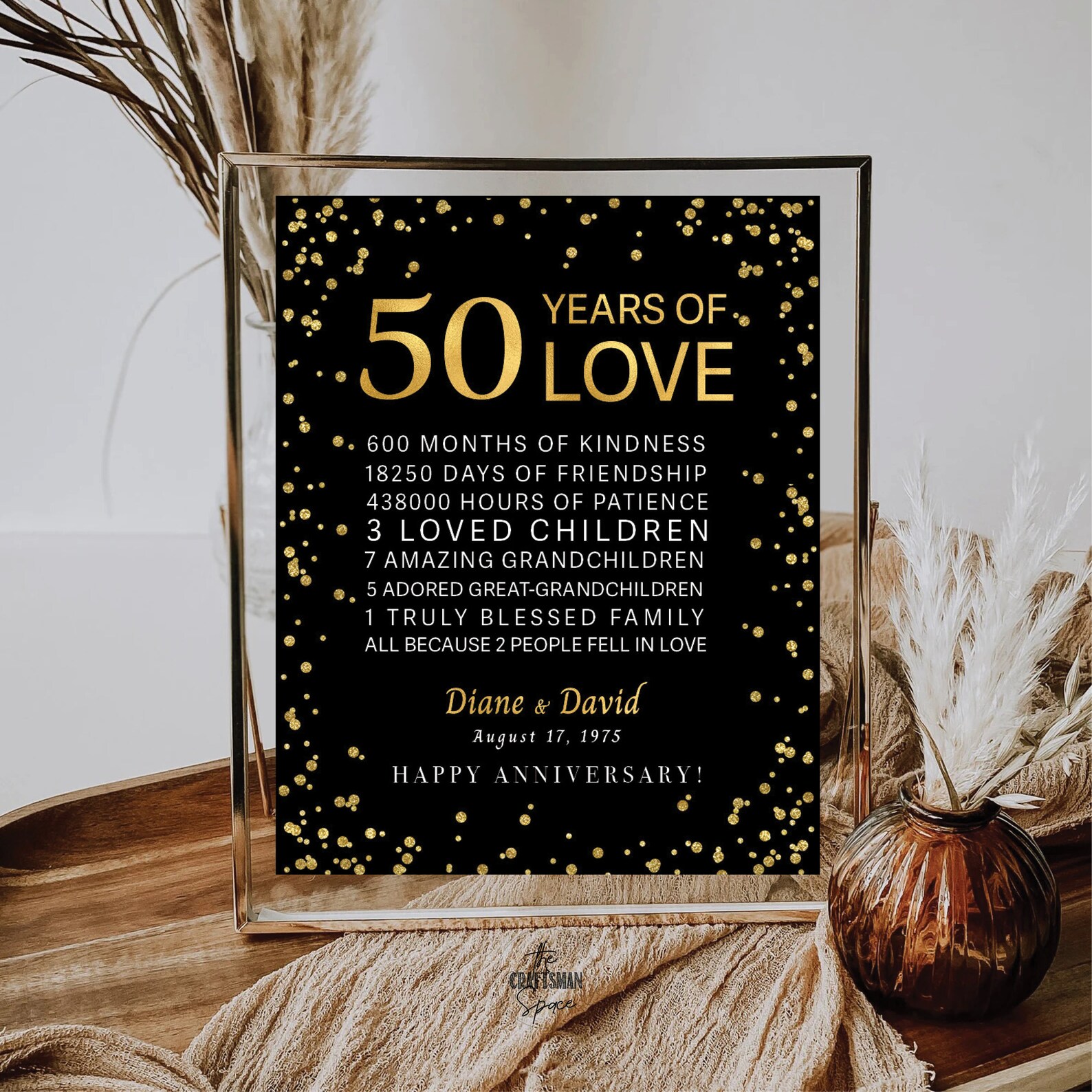 50 Years of Love Sign 50th Anniversary Gift Gold 50th - Etsy