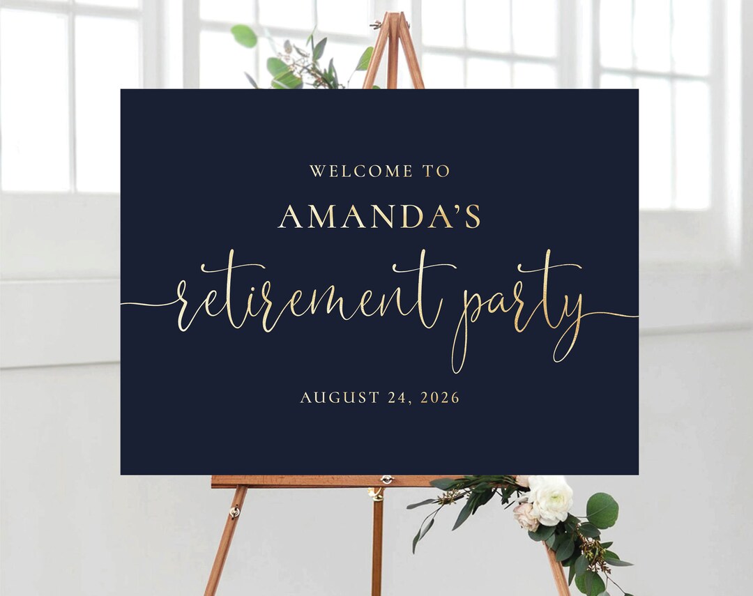 Minimalist Retirement Party Welcome Sign, Black Retirement Welcome Sign ...