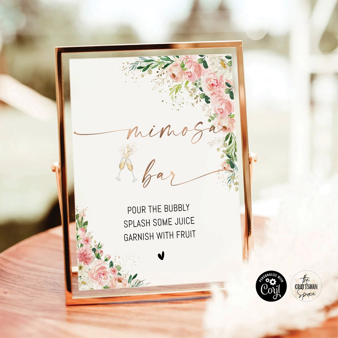 Ethereal Blush Mimosa Bar Sign, Wedding Sign, Wedding Gifts Sign, Baby ...