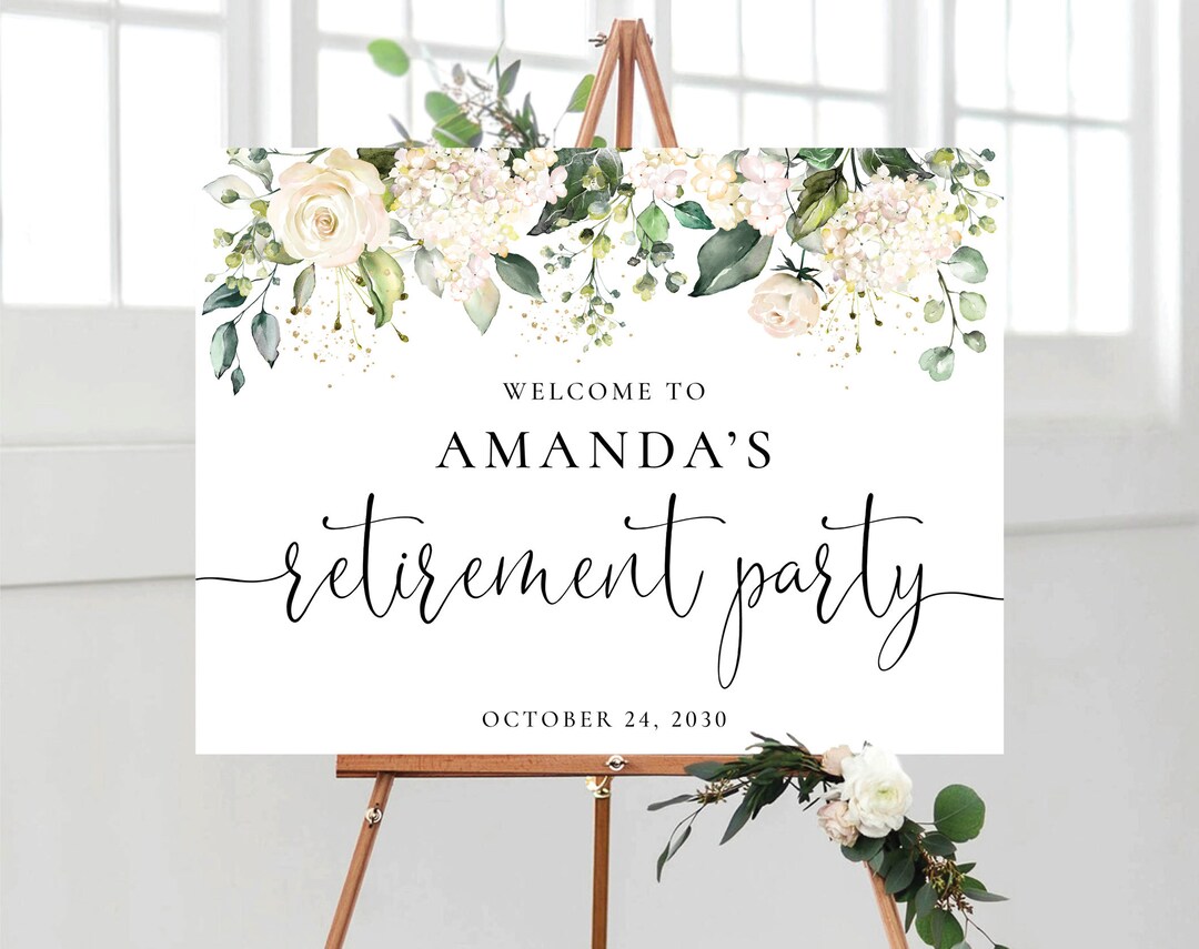 Greenery Sunny Flower Retirement Party Welcome Sign, Retirement Party ...