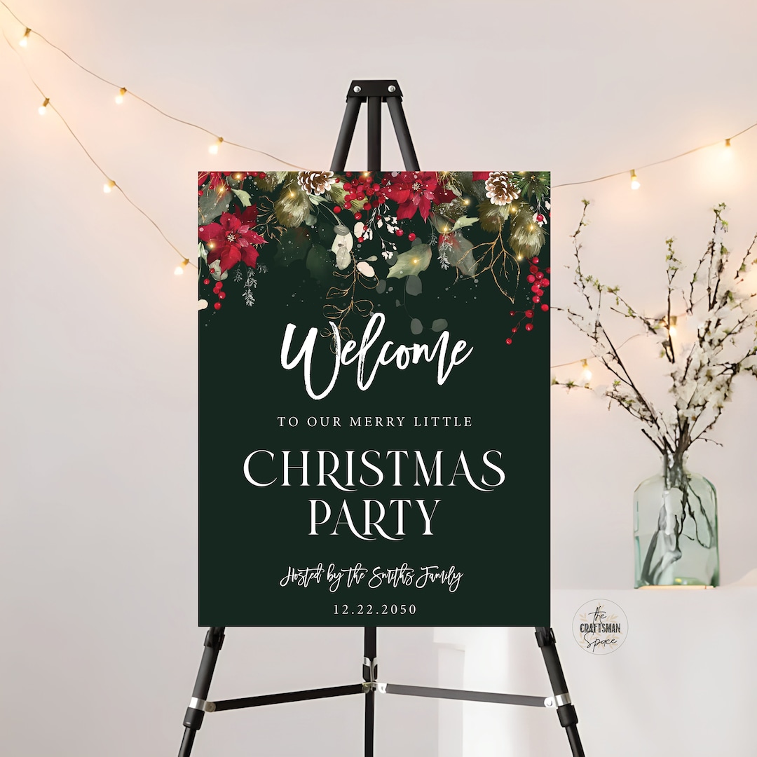 Christmas Party Welcome Sign, Christmas Welcome Poster, Printable ...