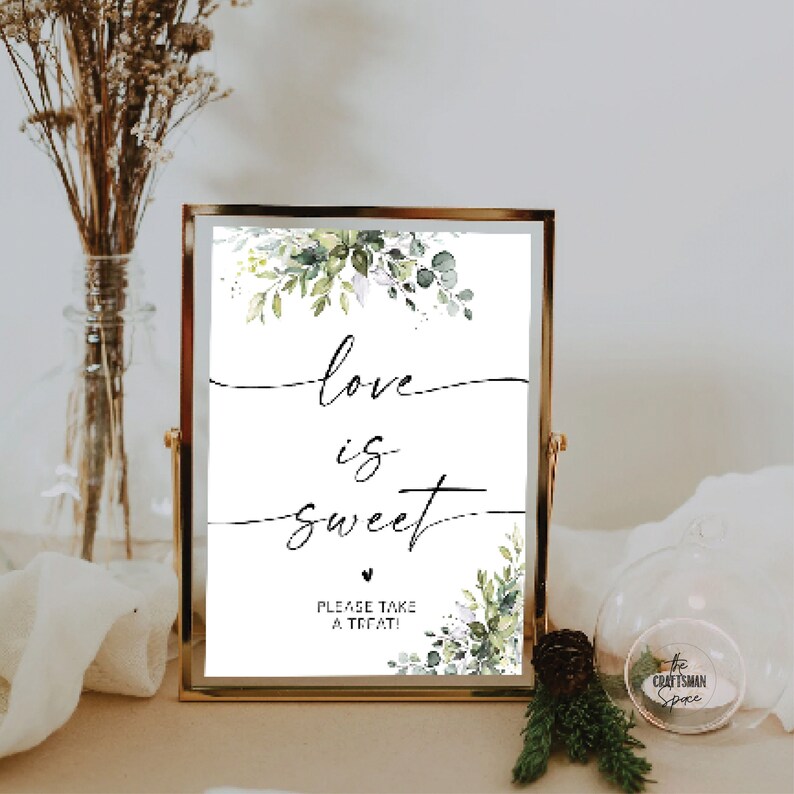 Greenery Love is Sweet Sign, Modern Love is Sweet, Love is Sweet Please ...