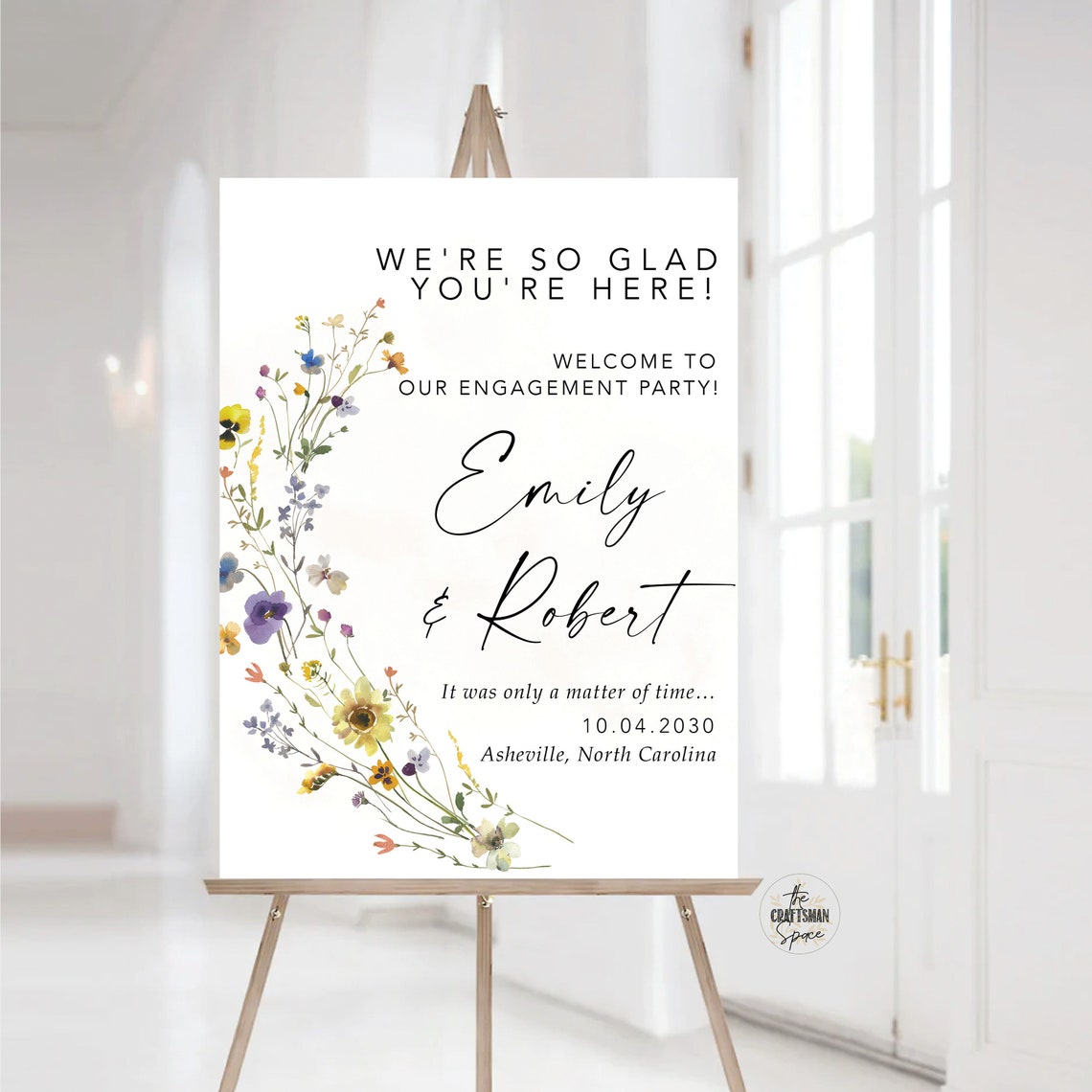 Wildflower Engagement Welcome Sign, We Are Engaged Sign, Engagement ...