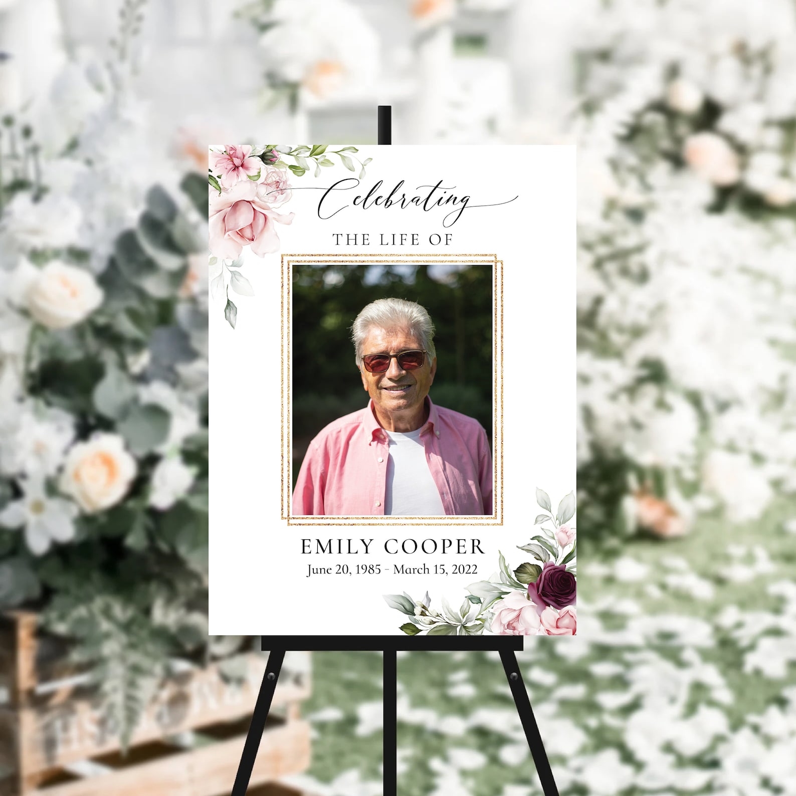 Soft Blush Roses Funeral Welcome Signmemorial Welcome Sign - Etsy