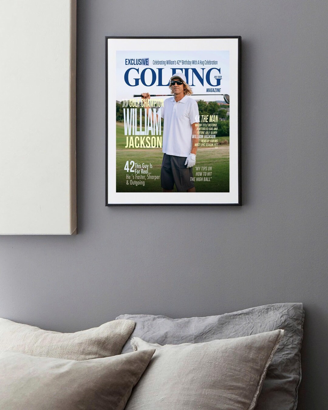 Personalized Golf Magazine Cover Art, Custom Golfer Gift, Portrait ...