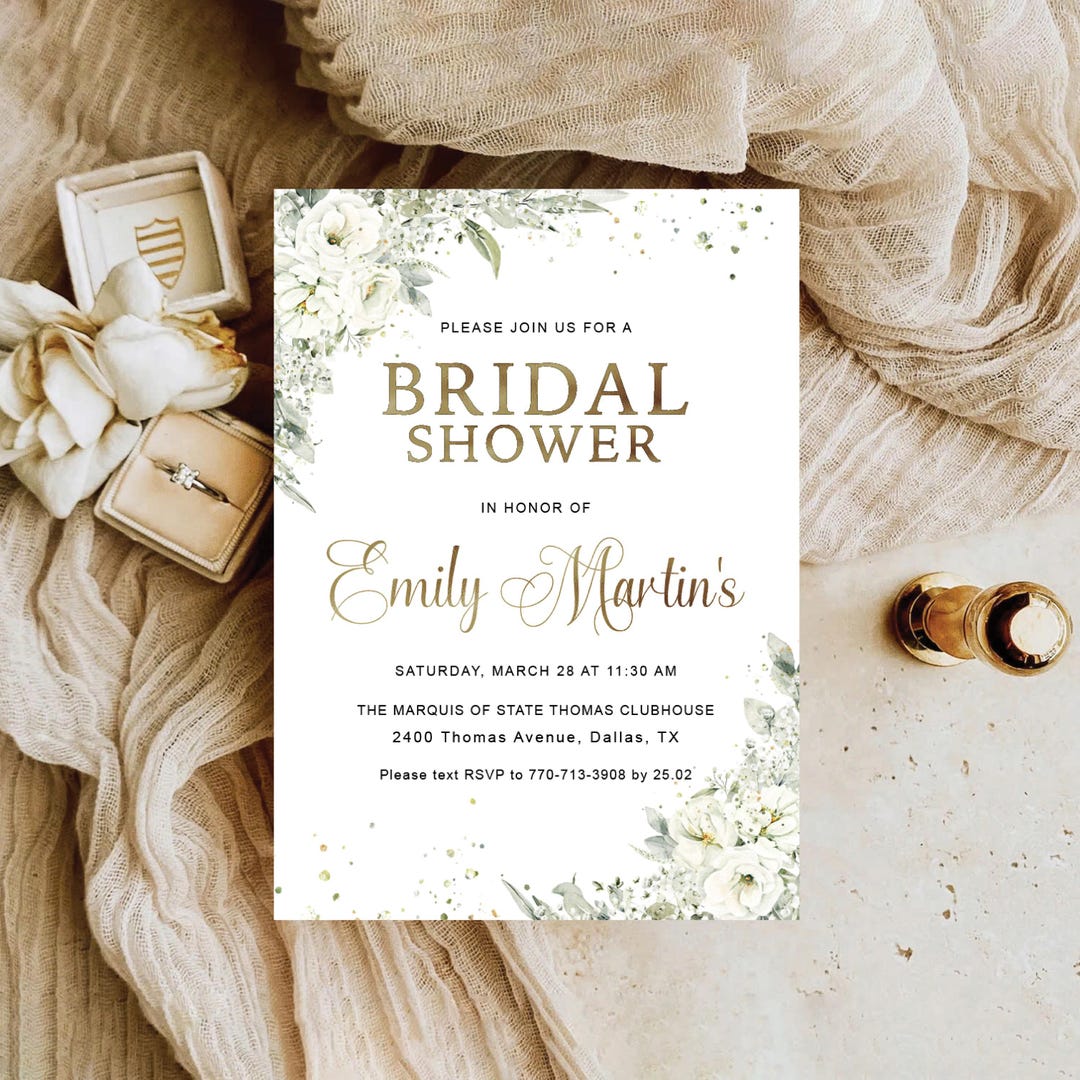 Sage Green Bridal Shower Invitations, Botanicals Bridal Shower Decor ...