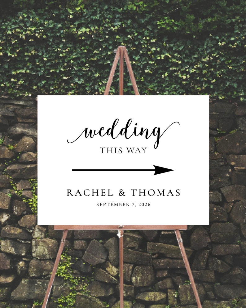 Wedding This Way Sign Arrow Parking Sign Custom Design - Etsy