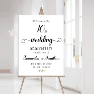10th Wedding Anniversary Sign, Minimalist 10th Anniversary Sign, 10th ...