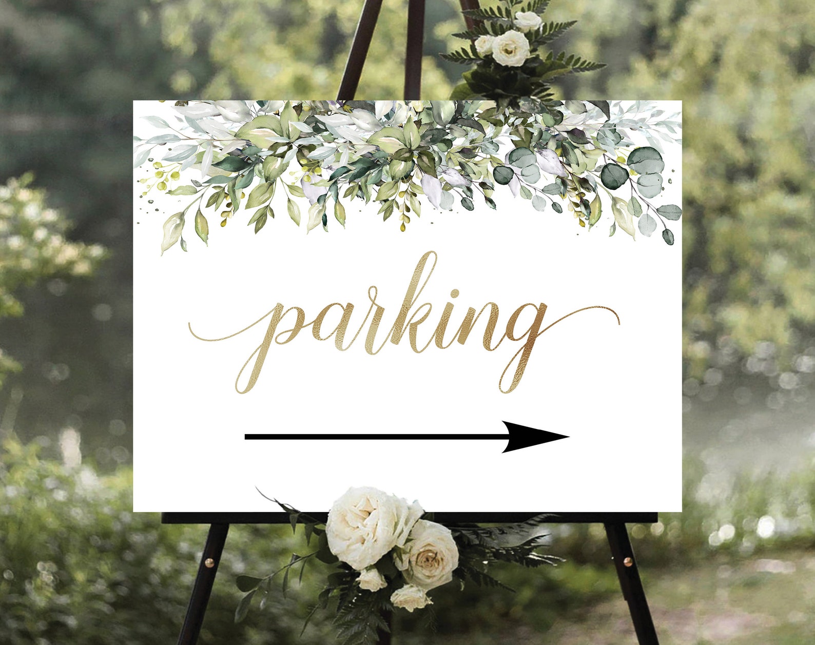 Greenery Wedding Parking Sign Arrow Parking Sign Custom - Etsy