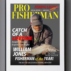 Custom Fishing Magazine Cover: Personalized Angler Funny Gift (digital ...