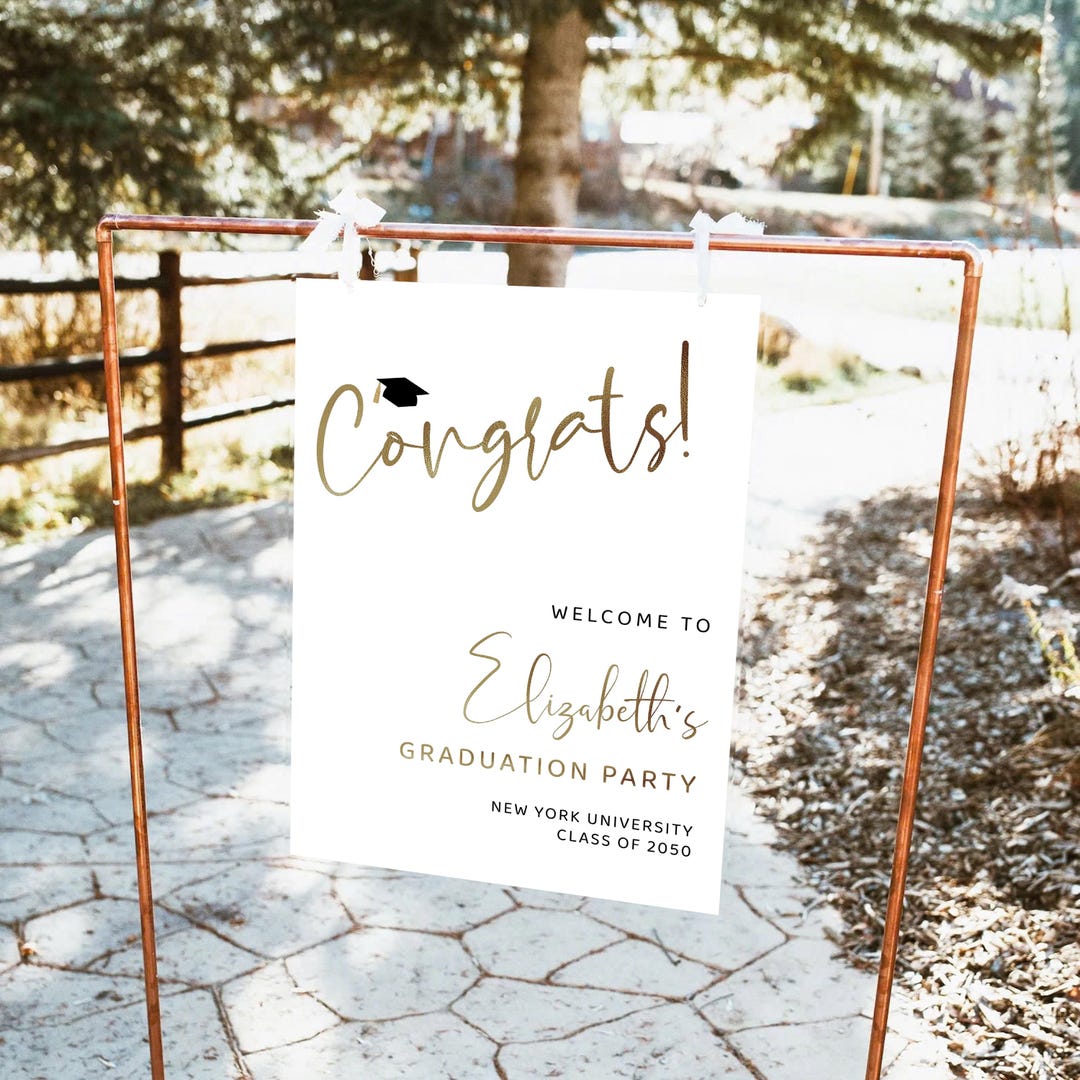 Graduation Party Welcome Sign, Golden Graduation Decoration, Gold ...