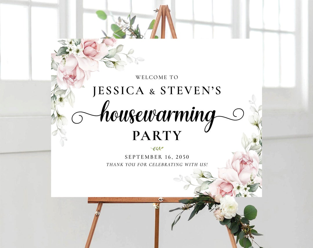 Blush Pink Rose Housewarming Party Welcome Sign, New Home Party, New ...
