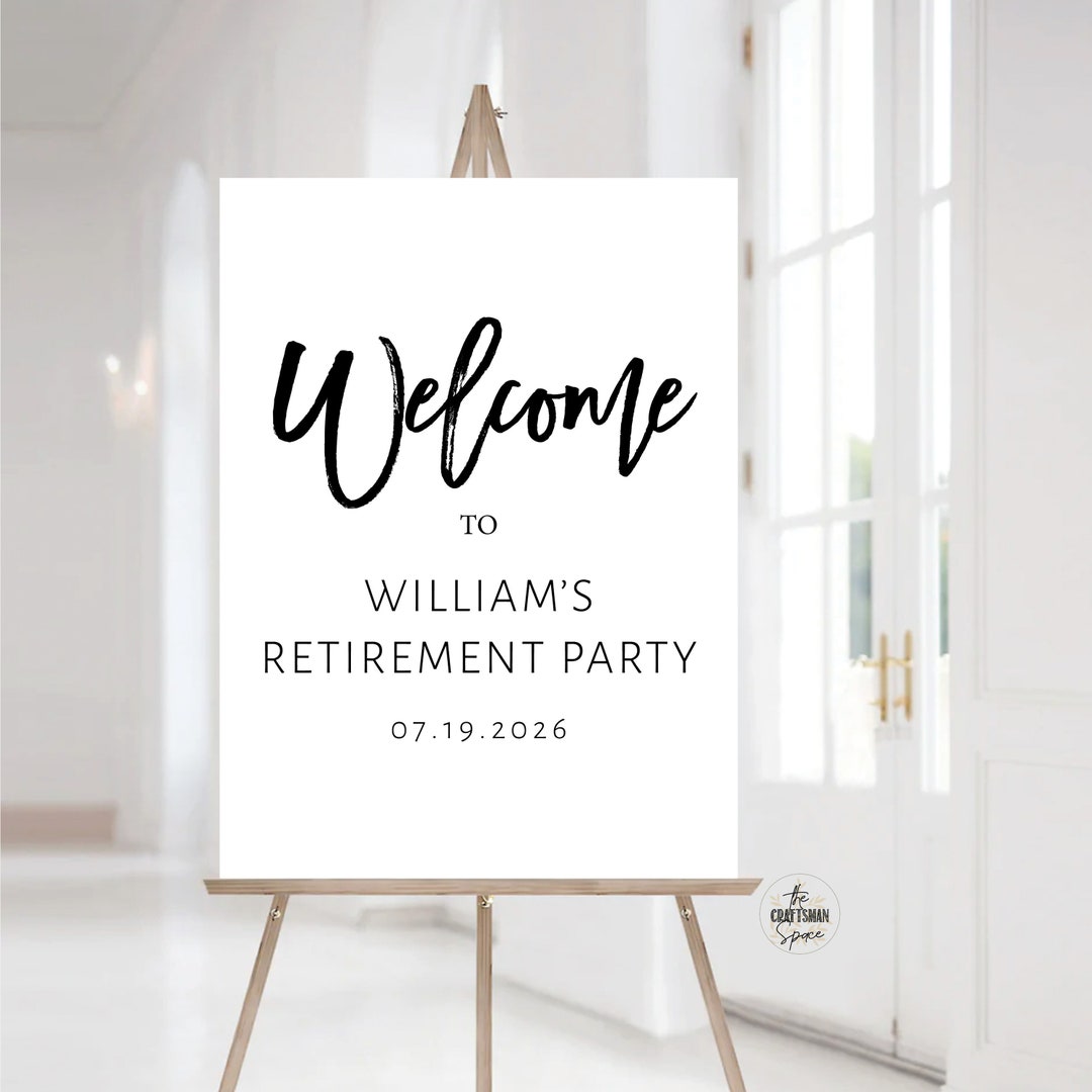 Minimalist Retirement Party Welcome Sign Black Retirement - Etsy