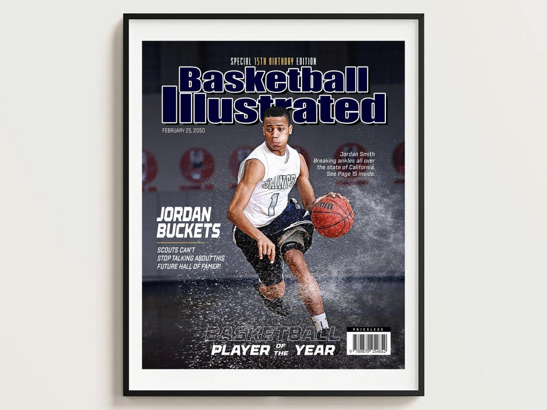 Custom Basketball Magazine Cover: Illustrated Sports Gift, Portrait ...