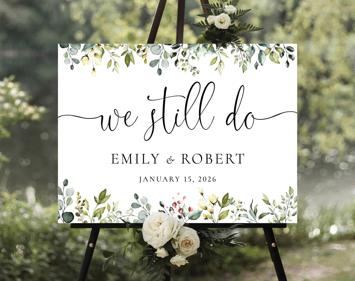 Greenery Vow Renewal Sign: Eucalyptus Anniversary Wedding Decor ...