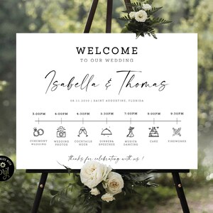 Modern Wedding Timeline Welcome Sign, Minimalist Order of Events Sign ...