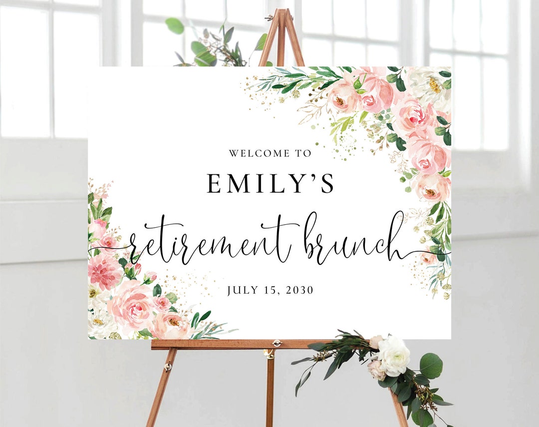 Blush Pink Retirement Party Welcome Sign, Retirement Brunch Sign ...