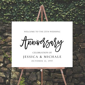 Wedding Anniversary Welcome Sign, Modern Anniversary Sign, Happy ...