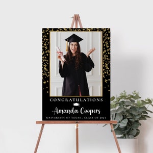 Graduation With Photo Welcome Sign, Photo Graduation Poster, Gold ...