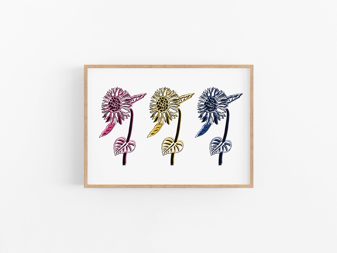 Trio of Sunflowers Art Print - Etsy