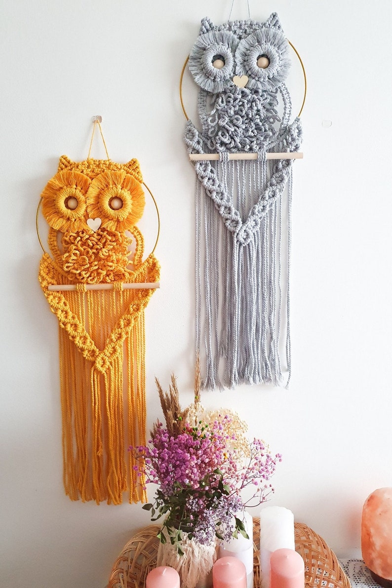 Macrame Owl, Wallhanging, Wall Decoration, Wall Art, Owl Macrame, Wall ...
