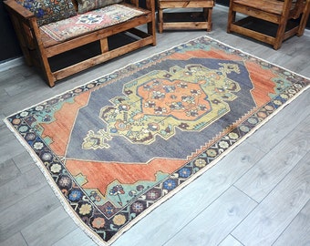 Orange and Blue Rug - Etsy