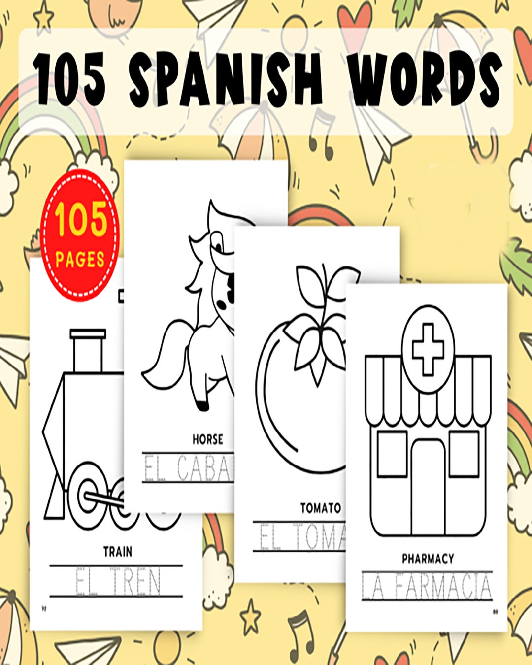 Spanish Handwriting Practice & Coloring Book - Etsy