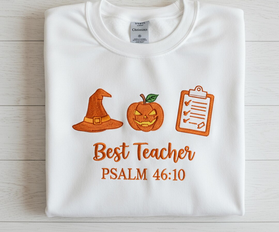 Embroidered Halloween Teacher Shirt Gift | Spooky Cute Ghost Tee for ...