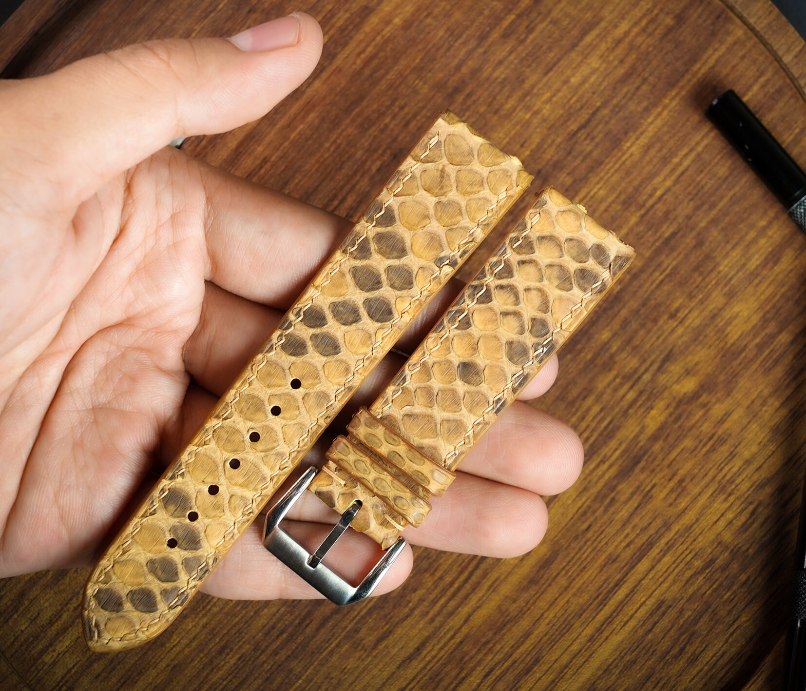 Python Leather Watch Strap/Leather Handmade Watch Strap/ | Etsy