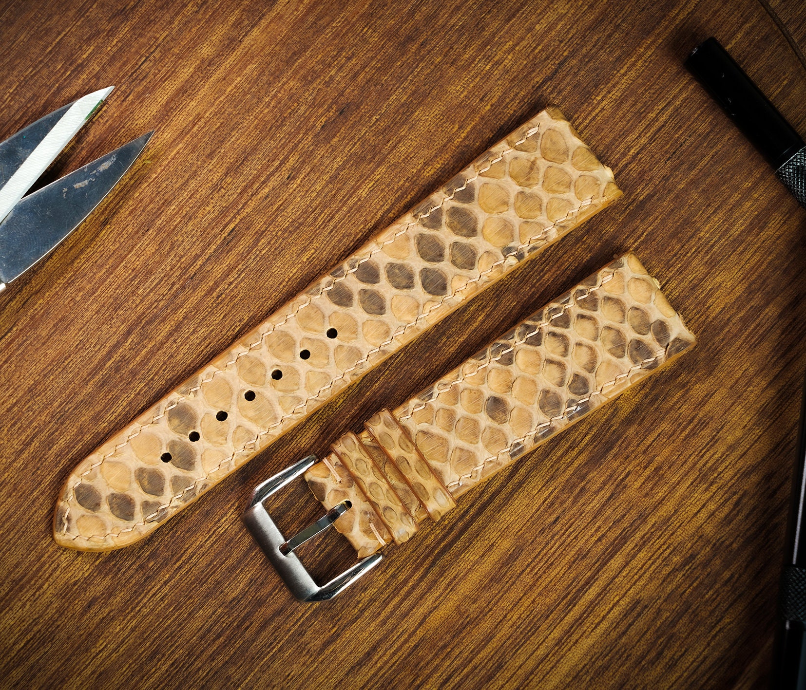 Python Leather Watch Strap/leather Handmade Watch Strap/ - Etsy UK