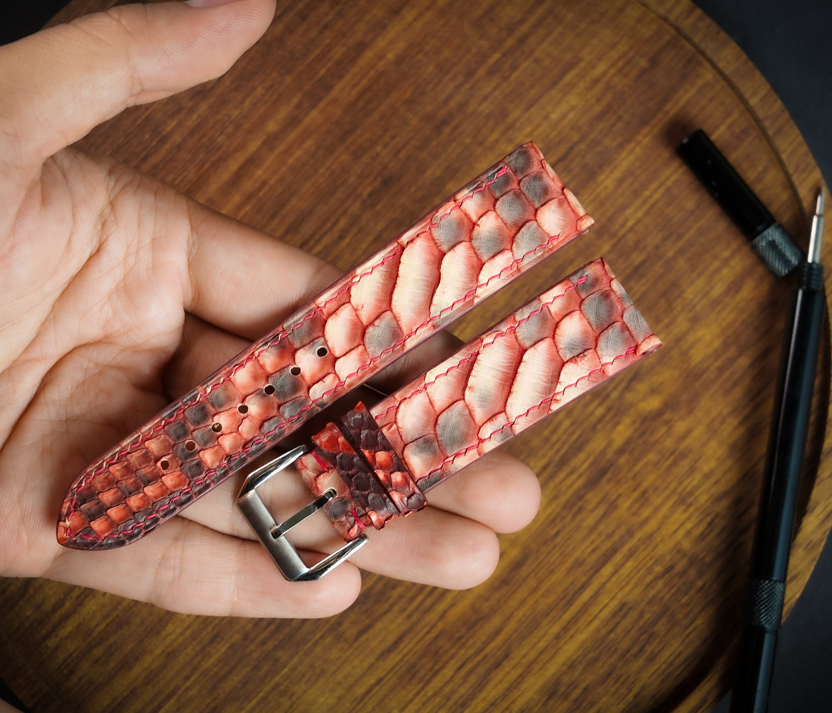 Python Leather Watch Strap/Leather Handmade Watch Strap/ | Etsy