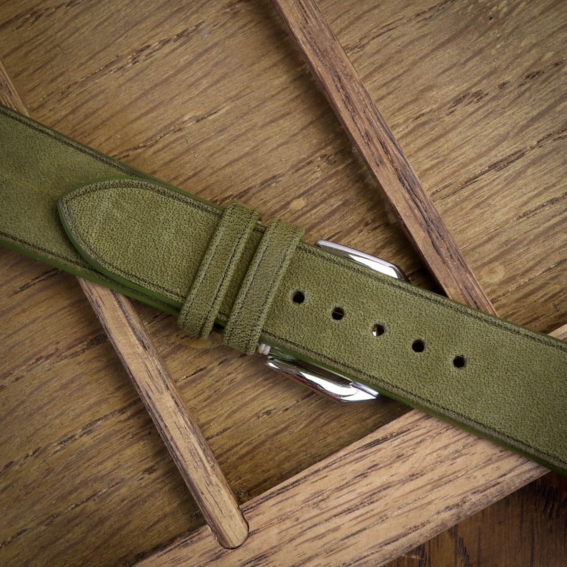 Olive Waxed Leather Handmade Watch Strap/quick Release Watch - Etsy