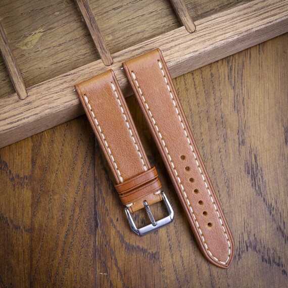 Tan Full Grain Leather Handmade Watch Strap/quick Release | Etsy