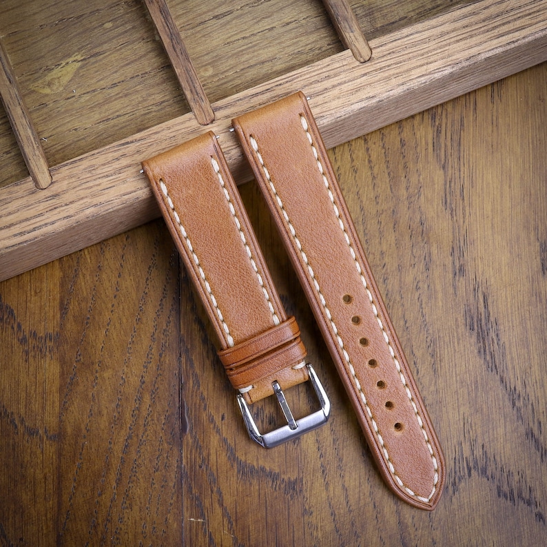 Tan Full Grain Leather Handmade Watch Strap/quick Release - Etsy