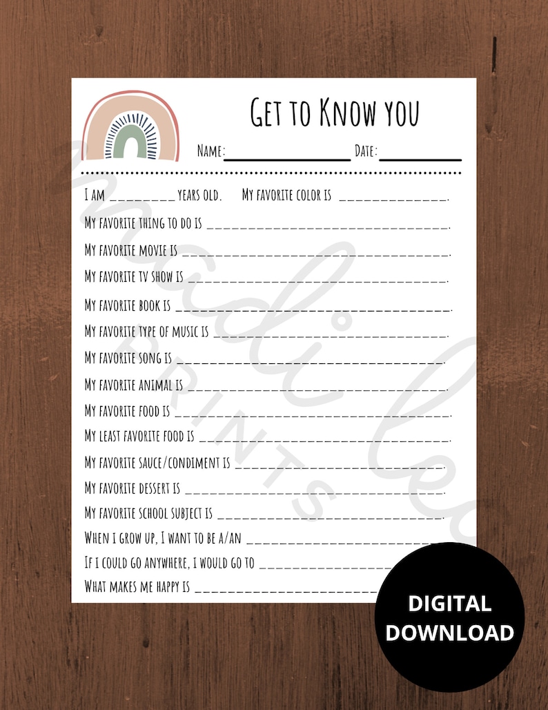 Editable Get to Know You Worksheet Digital Classroom - Etsy