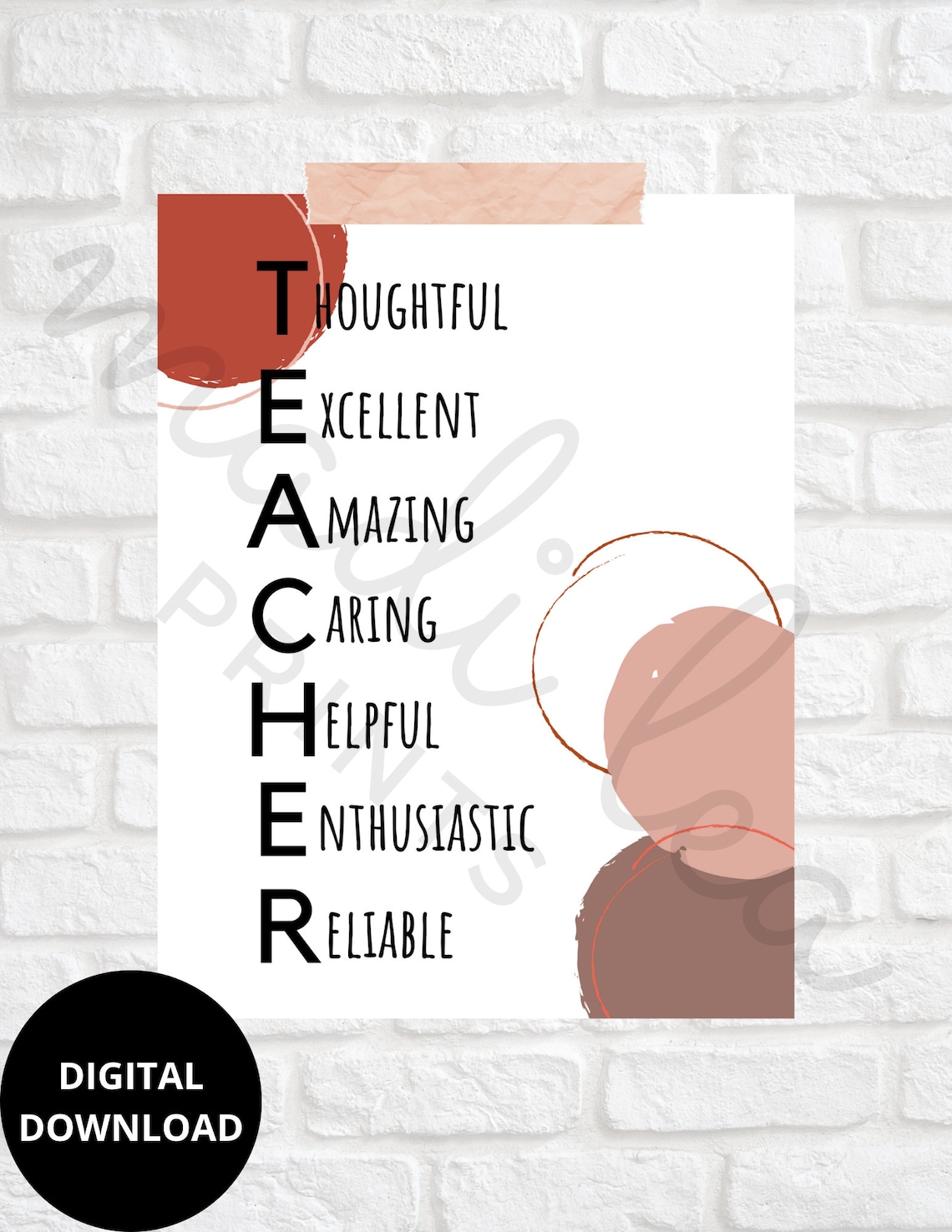 Teacher Acrostic Poem With Organic Dots - Etsy