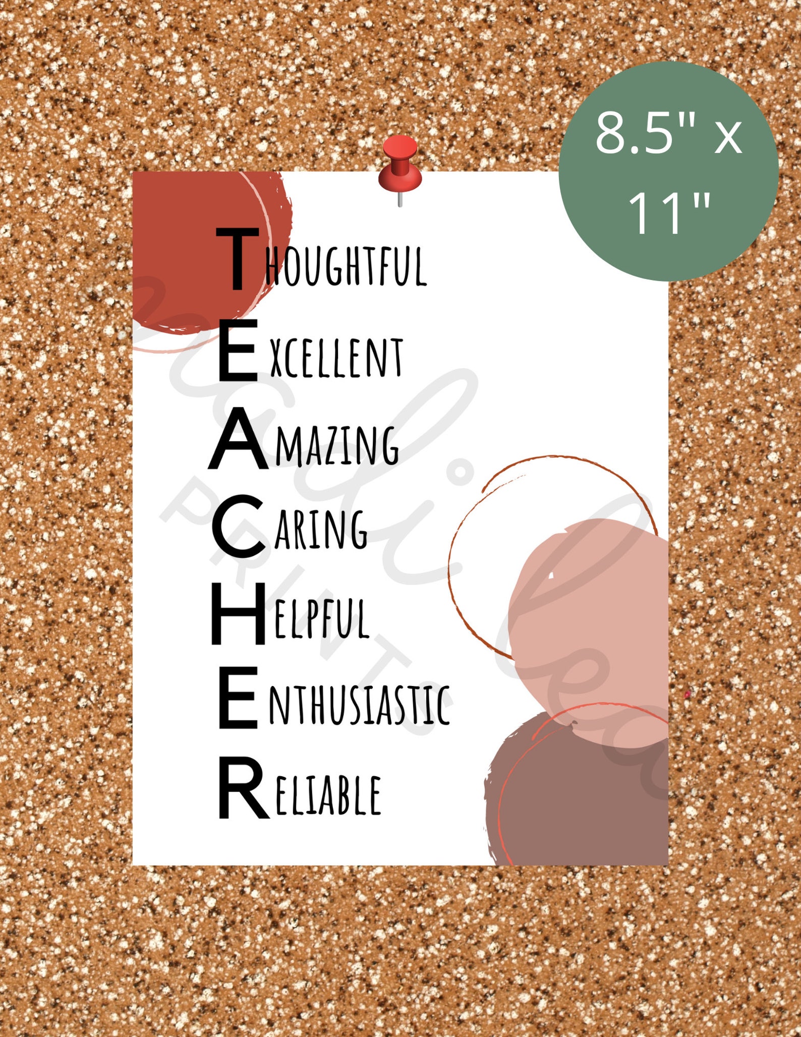 Teacher Acrostic Poem With Organic Dots Etsy