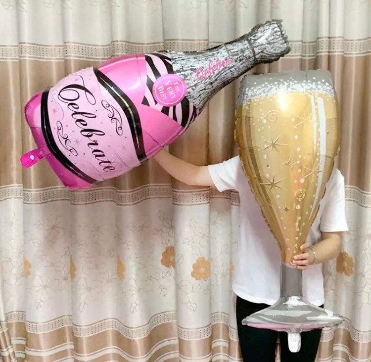 GIANT Champagne Bottle & Goblet (100x50cm) Big Helium Balloon Wedding ...