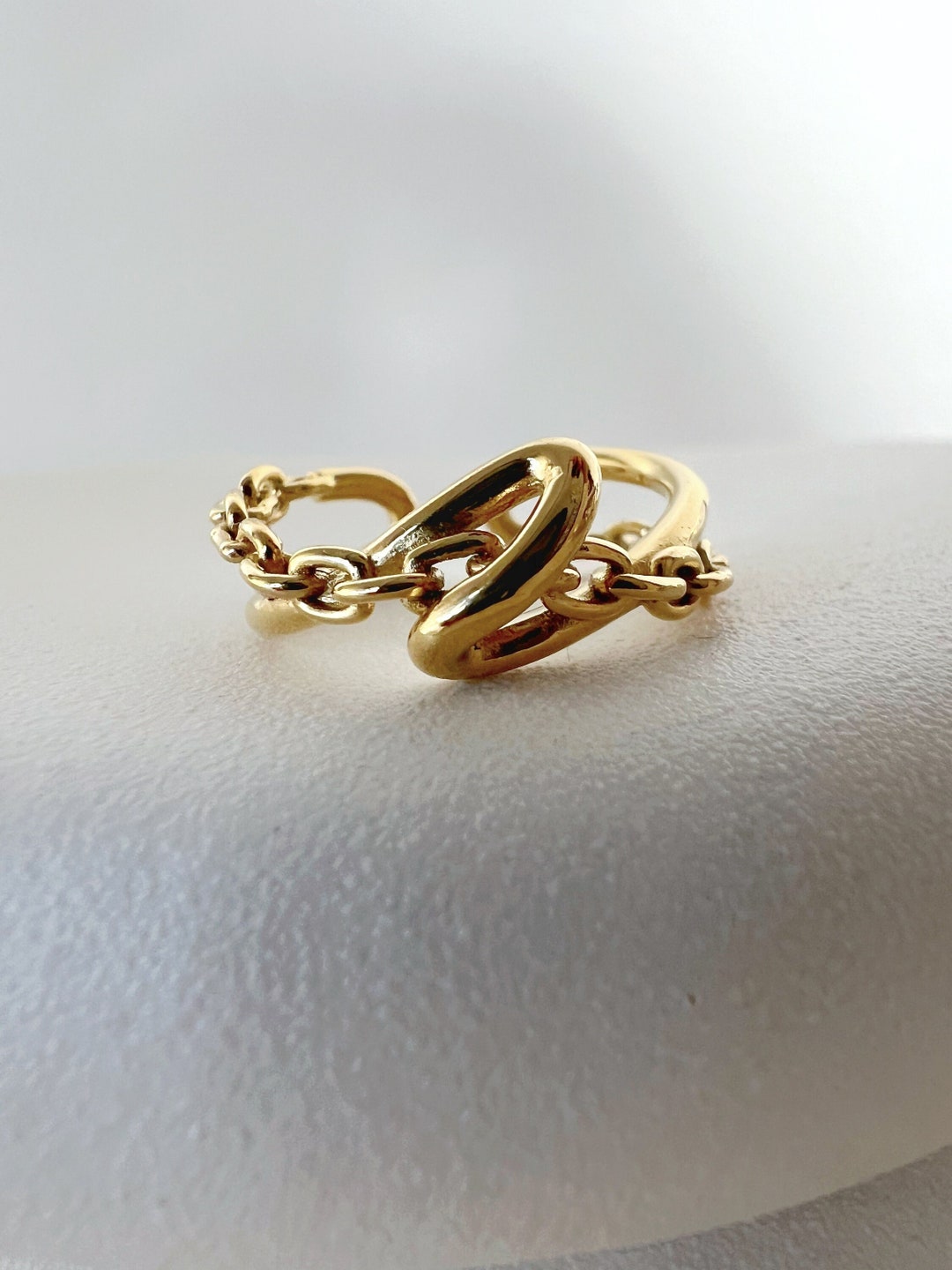 Chained Contortion Edelstahl Ring, Verstellbarer Edelstahl Ring Gold ...