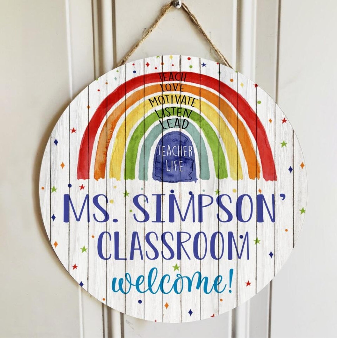 Personalized Teacher Door Sign, Teacher Name Sign, Teacher Door Hanger ...