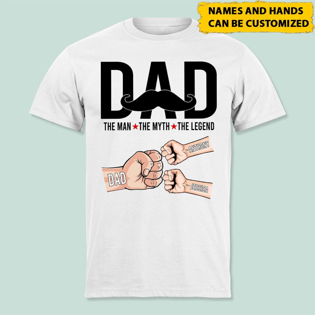 Personalized Father's Day Fist Bump T-shirt, Custom Father Kids Names ...