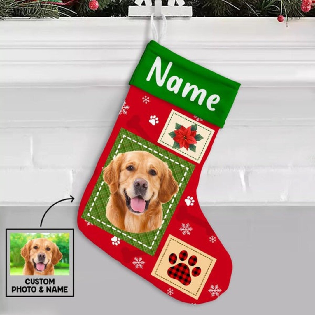 Personalized Christmas Dog Stockings, Dog Custom Photo Stocking ...